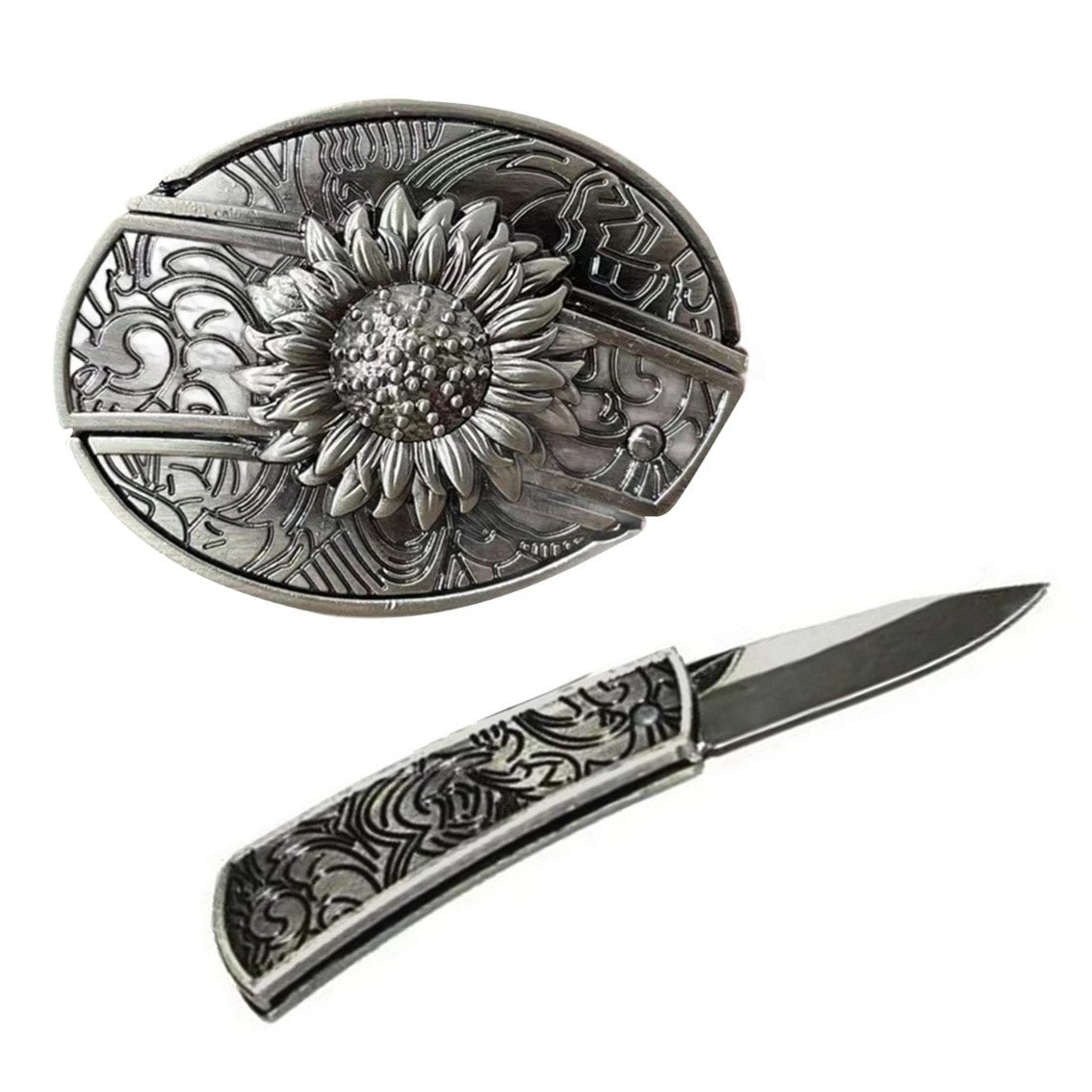 Sunflower Buckle with Pocket Knife | BUCKIN' BOOTS