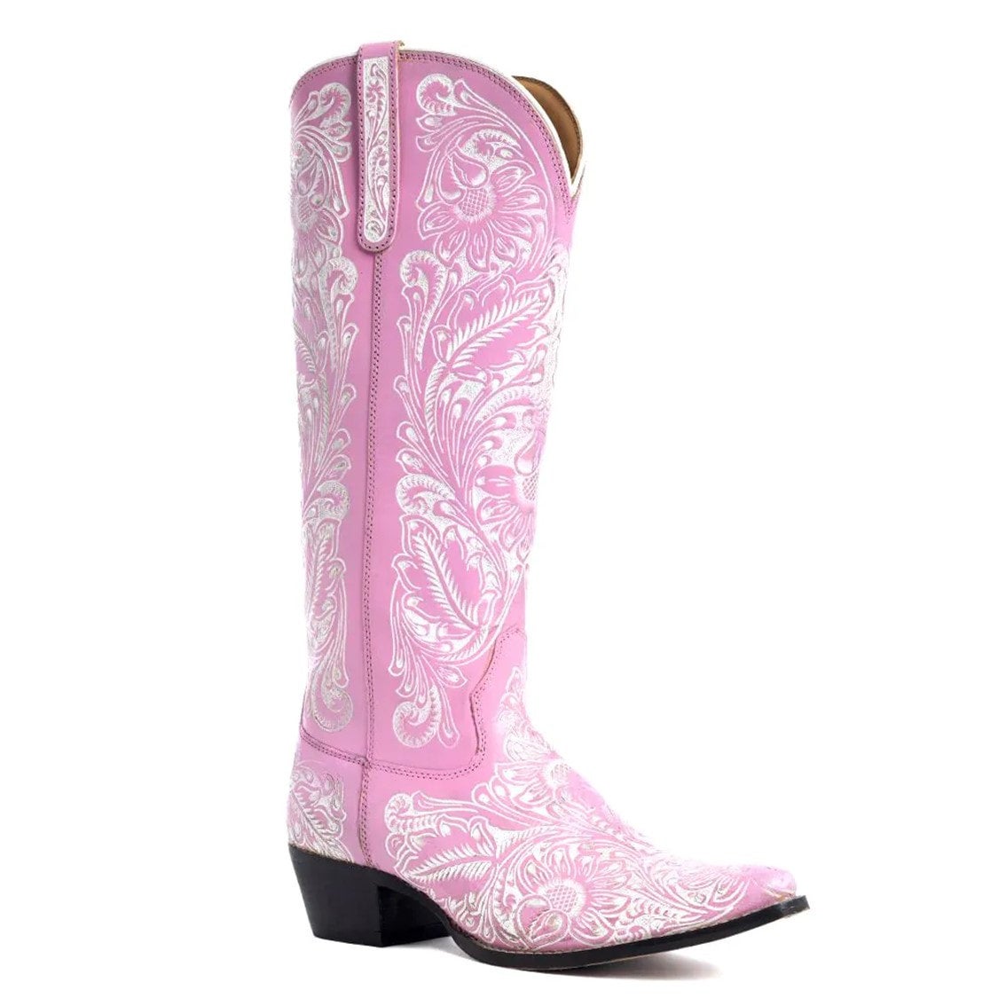 Valentina Trail Hand-tooled Boots in Pink | BUCKIN' BOOTS