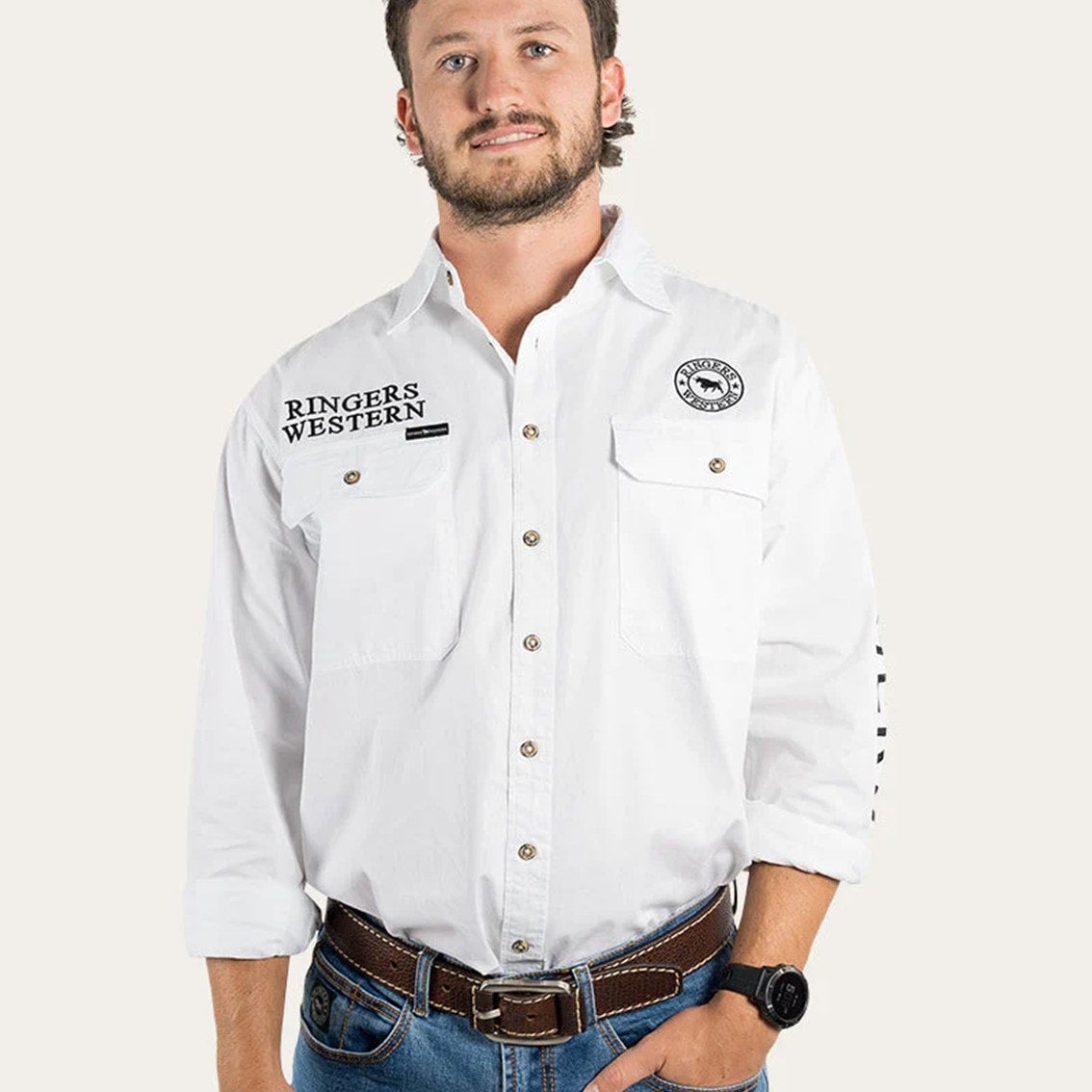 Ringers Western Hawkeye Shirt White & Black | BUCKIN' BOOTS
