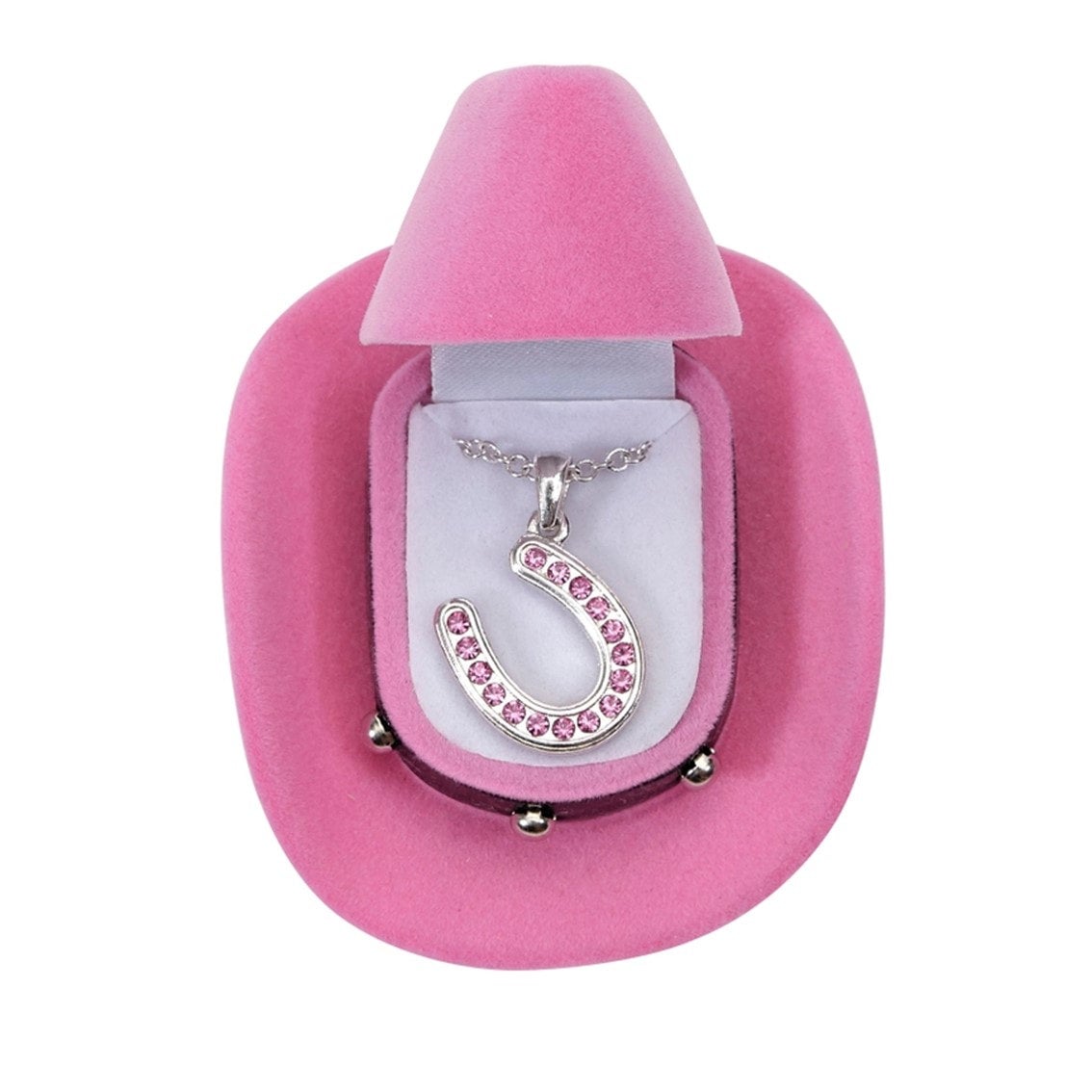 Horseshoe Pink Necklace Cowboy Hat Gift Box BUCKIN BOOTS